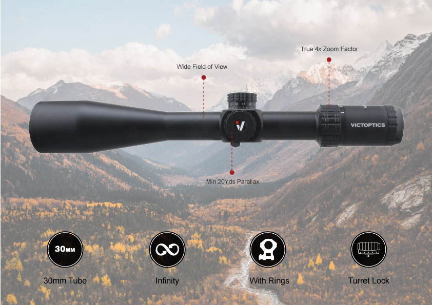 Vector Optics VictOptics S4 6-24x50 FFP VIS-FMIL 1/10MIL 30mm Rifle Scope