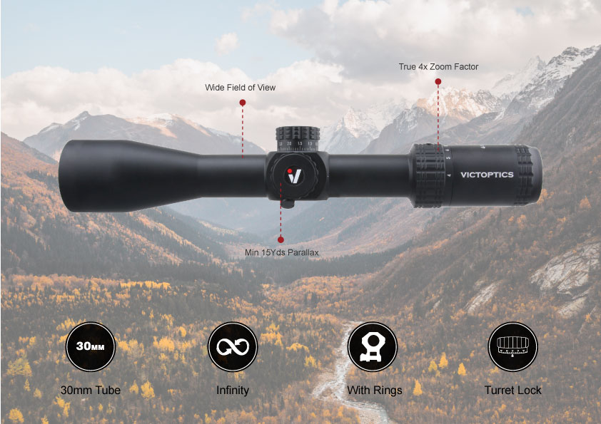 Vector Optics VictOptics S4 4-16x44 First Focal Plane 30mm Riflescope w ...