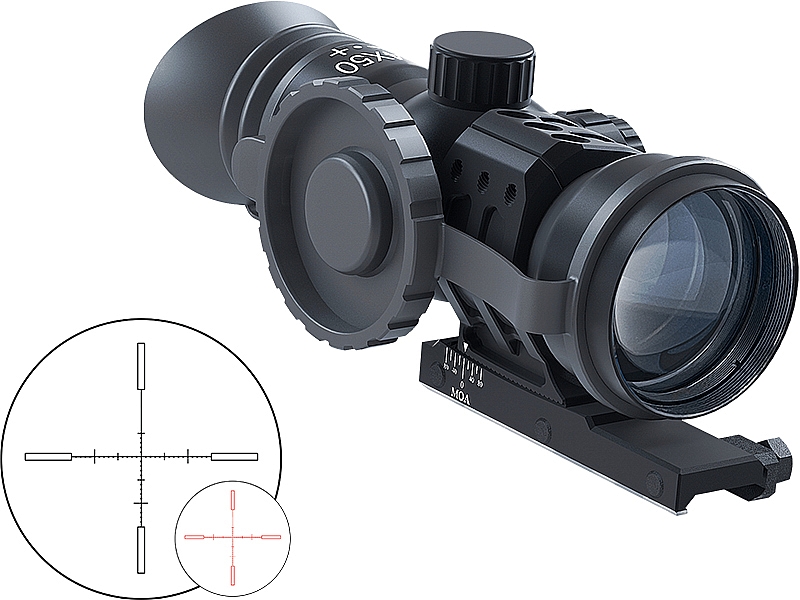 Immersive Optics 14x50 Mildot w/MOA ADJ MOUNTS Prism Rifle Scope